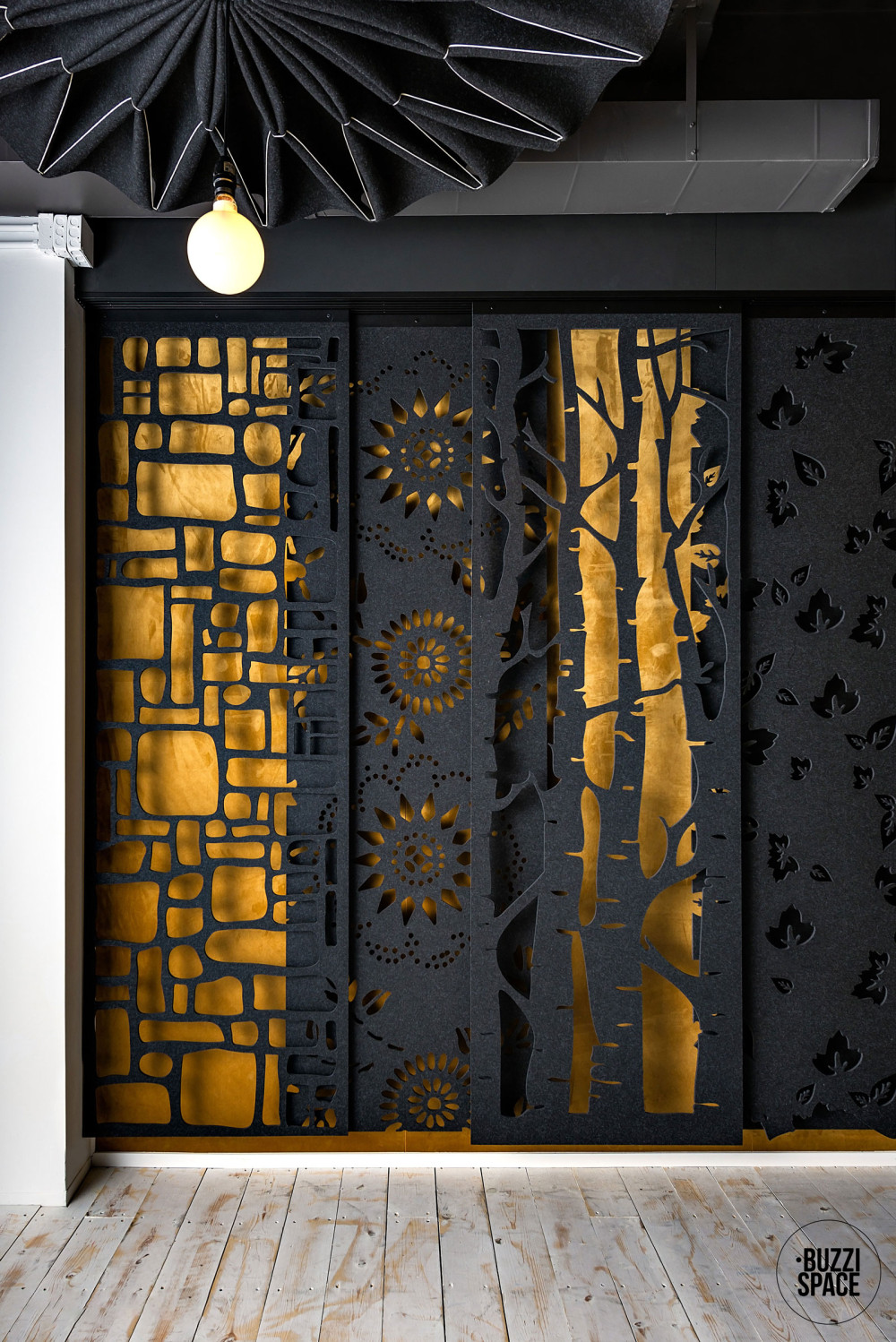 Quiet Mark | BuzziSpace BuzziFalls Suspended Acoustic Room Divider